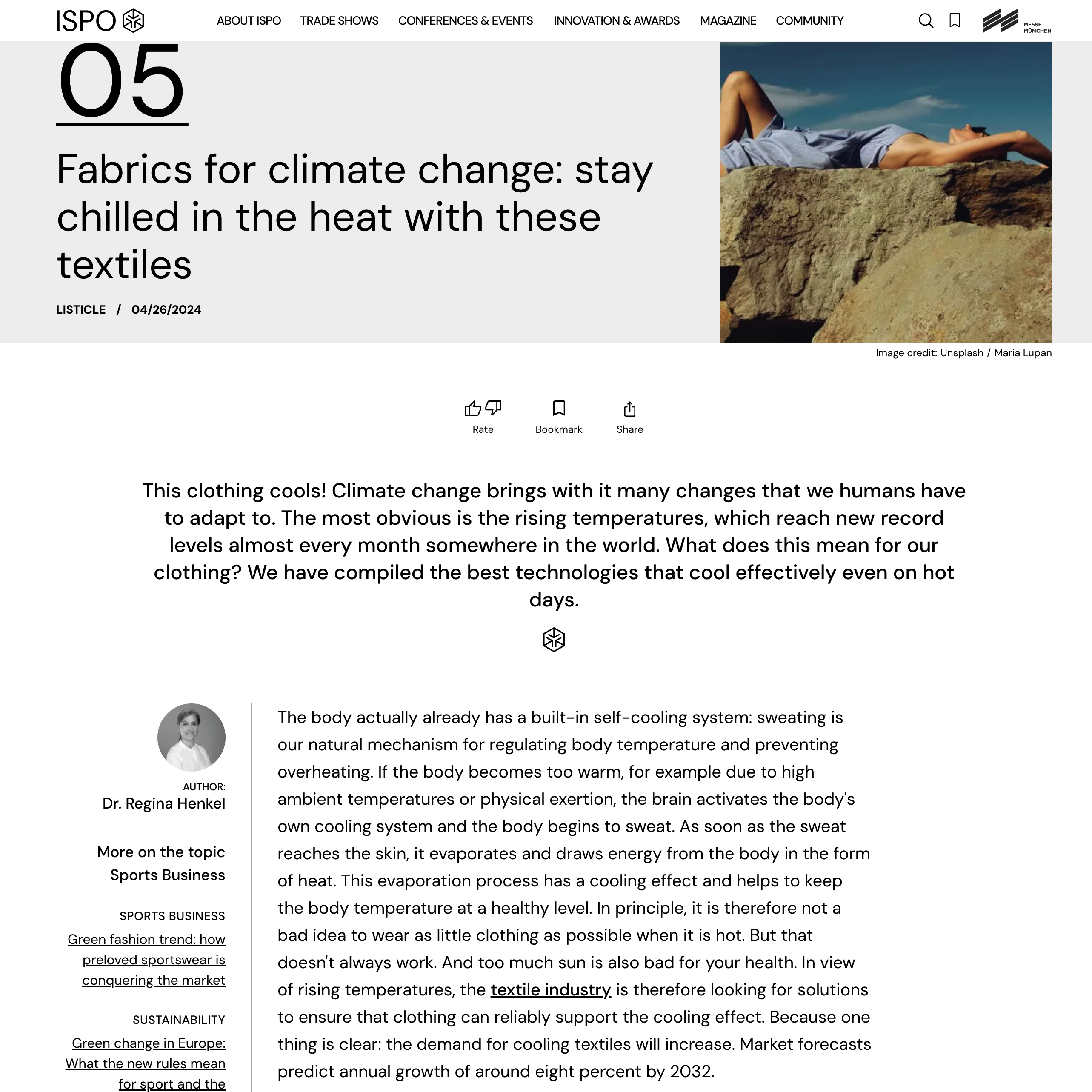 ISPO: Fabrics for climate change: stay chilled in the heat with these ...